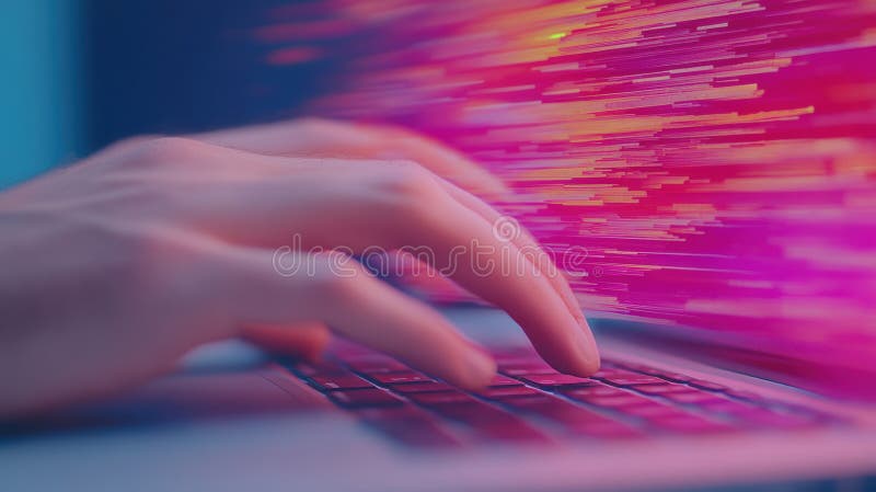 A Person Typing on a Laptop Keyboard with Their Hands, AI Stock Image ...