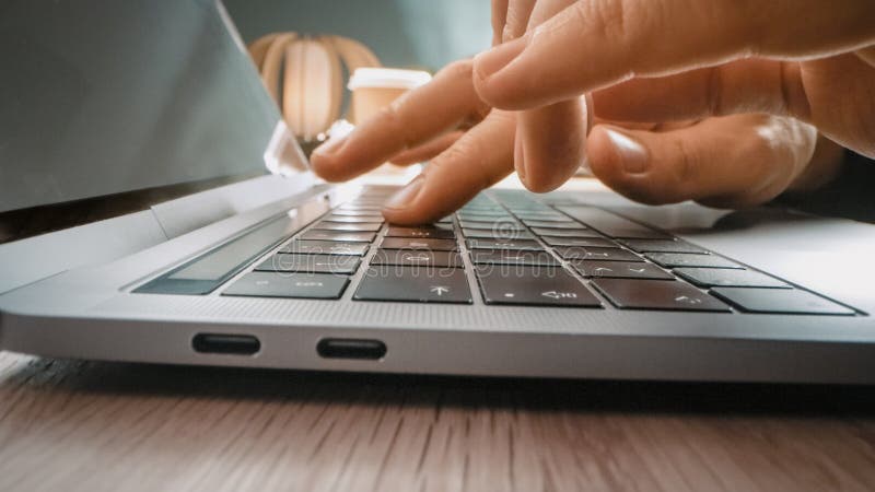 Man Writing Emails on Mockup Laptop Stock Photo - Image of traditional ...
