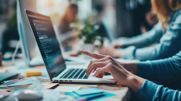 Person is Typing on a Laptop with Lines of Code Visible on the Screen ...