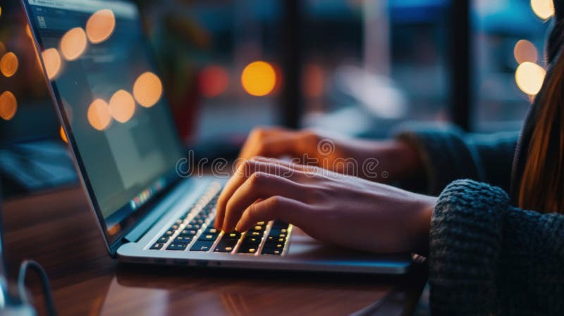 A Person Typing on a Laptop Stock Illustration - Illustration of ...