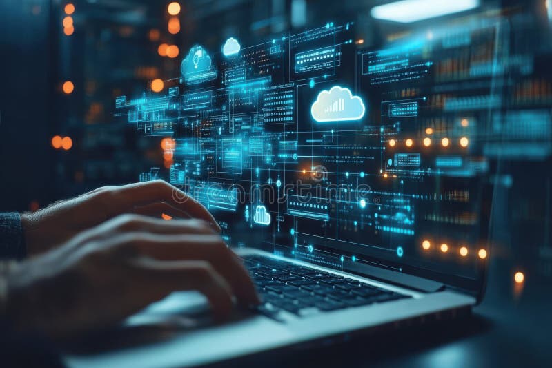 A Person is Typing on a Laptop with a Screen Displaying a Lot of Code ...