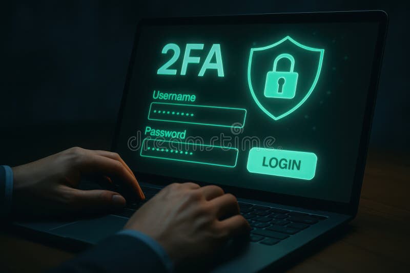 Person Typing on Laptop Security Login Screen Hands Stock Photo - Image ...