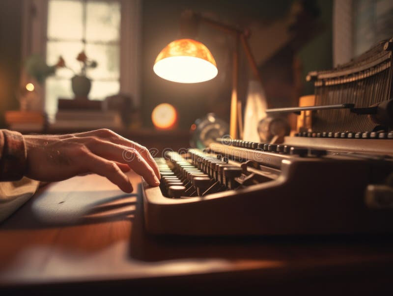 A Person Typing on an Old Typewriter. AI Generative Image. Stock ...