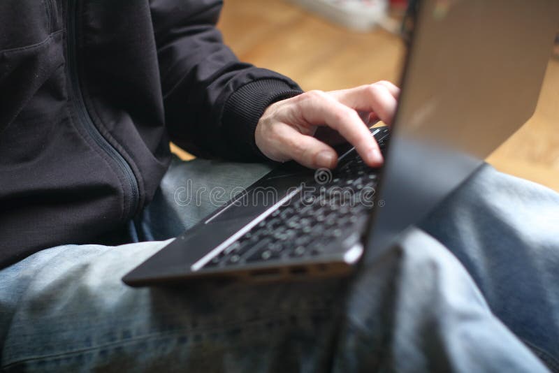 Person is typing stock image. Image of sideways, hands - 269224843