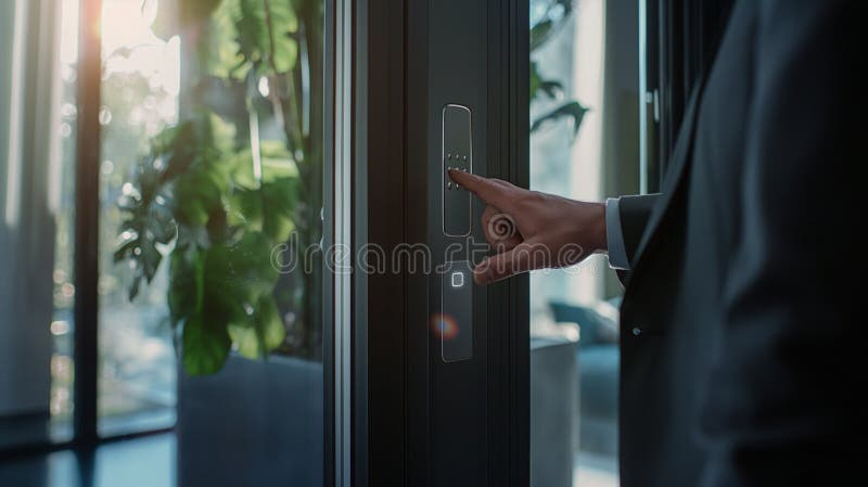 Person Typing in a Security Code To Unlock a Door, AI-generated. Stock ...