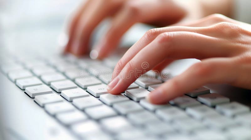 Focused Hands Typing Laptop Home Workspace Daytime Stock Photos - Free ...