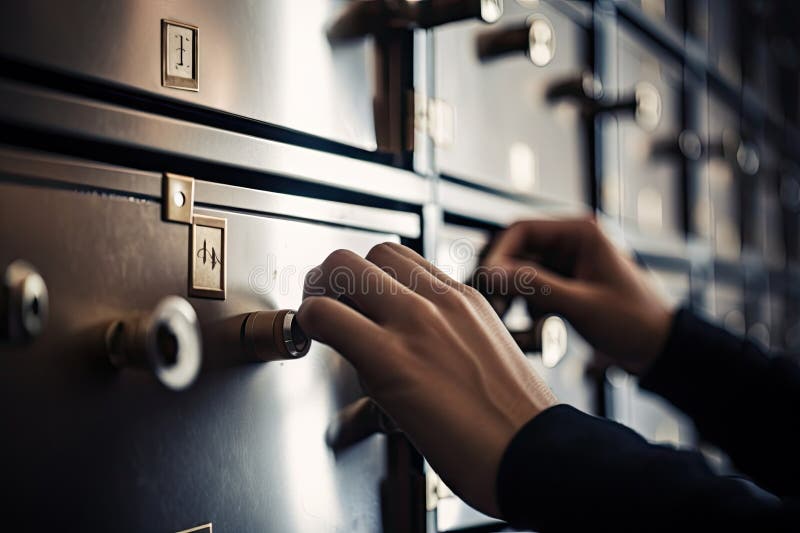 Person, Unlocking Safe Deposit Box and Removing Important Documents ...