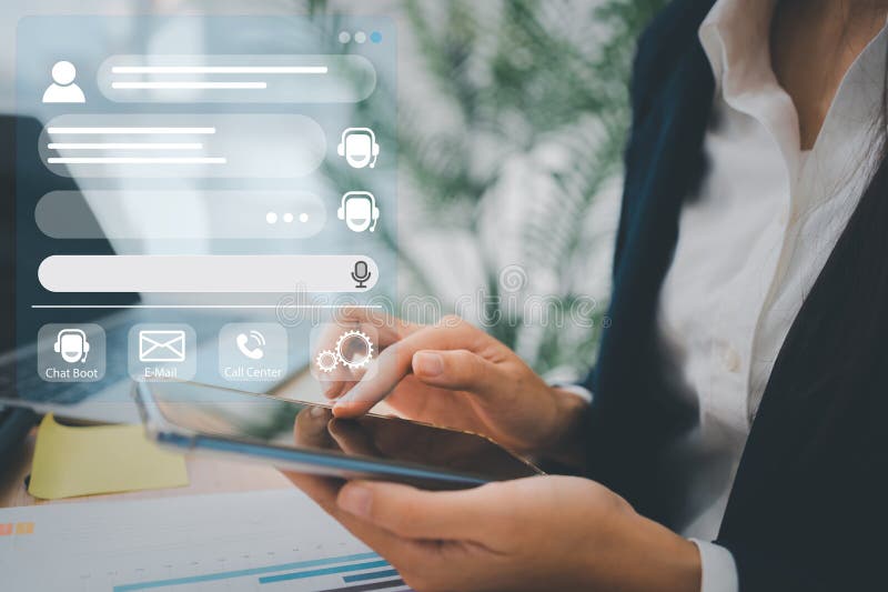 Person Use Customer Service and Support Live Chat with Chatbot and ...