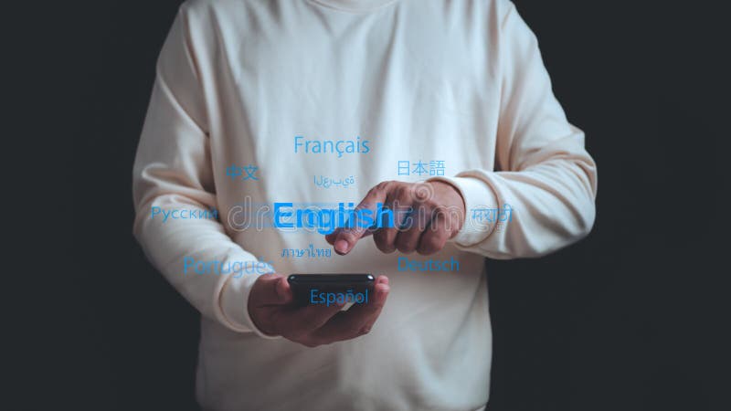 Person Use Smartphone with Translator App, Translator App, Language ...