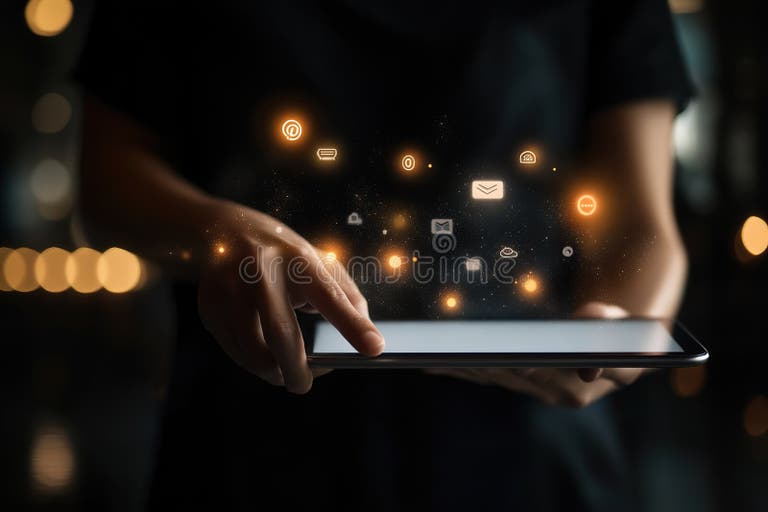 Modern Digital Control: Person Seamlessly Managing Multiple Screens Via ...