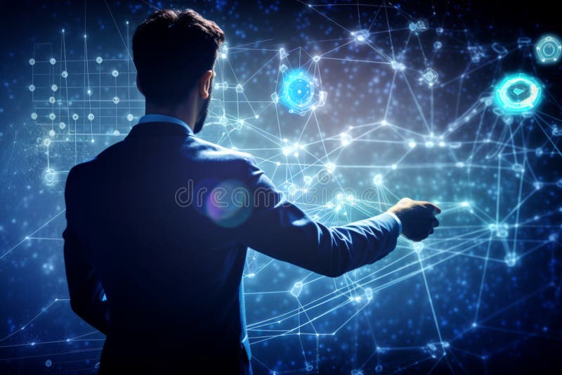 A Person Uses the Latest Technology Stock Illustration - Illustration ...