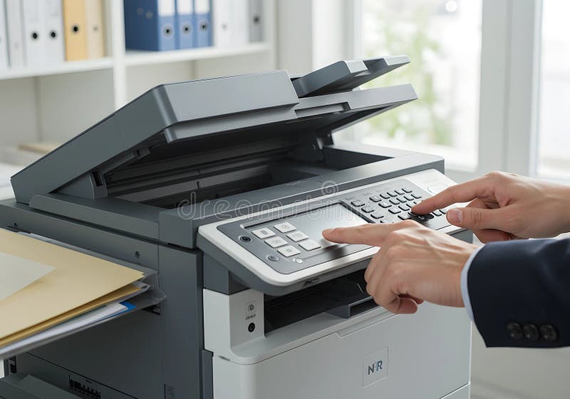 Using Office Printer Machine for Document Copying and Scanning Work ...