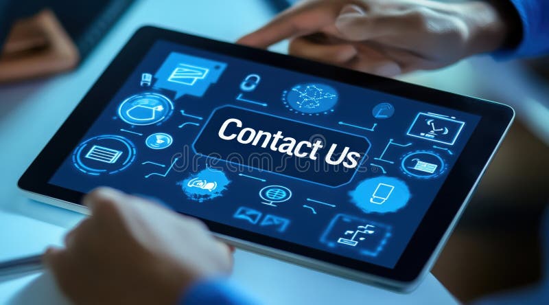 A Person Uses a Tablet with a Dear Support Message on Screen Stock ...