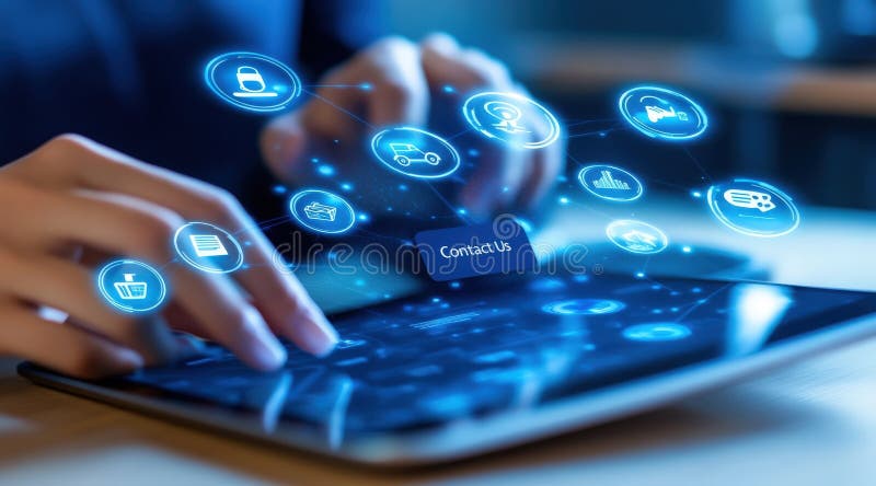 A Person Uses a Tablet with a Dear Support Message on Screen Stock ...