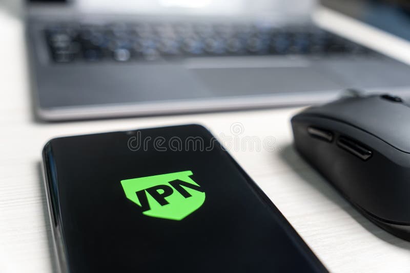 Person Uses VPN Application on Smartphone. Virtual Private Network ...
