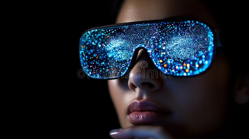 Person Using Advanced AR Glasses To Interact Stock Illustration ...