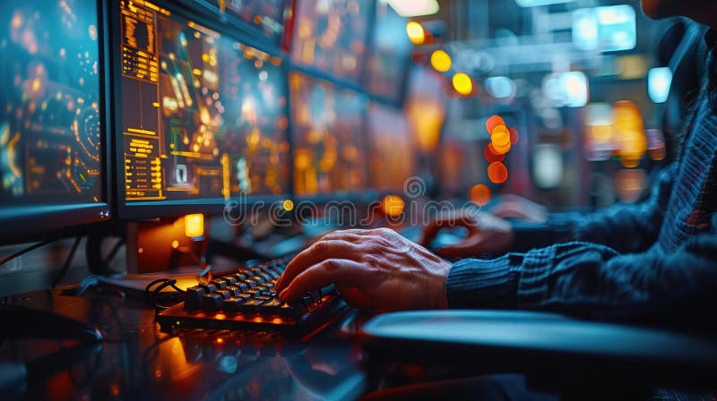 A Person Using Assistive Technology at Work Inclusive Environment Stock ...