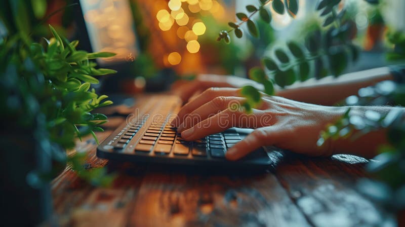 A Person Using Assistive Technology at Work Inclusive Environment Stock ...