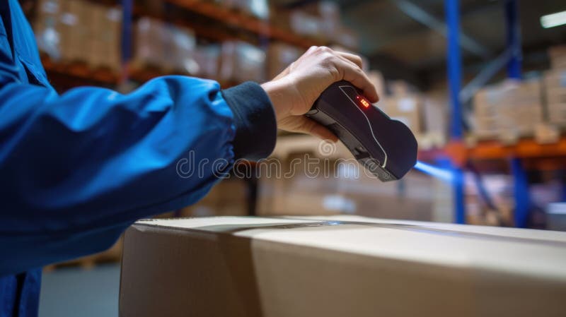 A Worker Scanning Package Barcode.AI Generated Image Stock Illustration ...