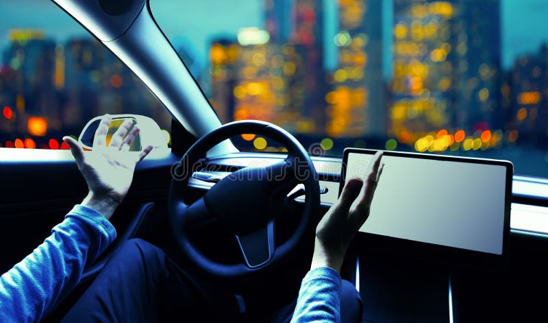 Person Using a Car in Autopilot Mode Stock Image - Image of autopilot ...