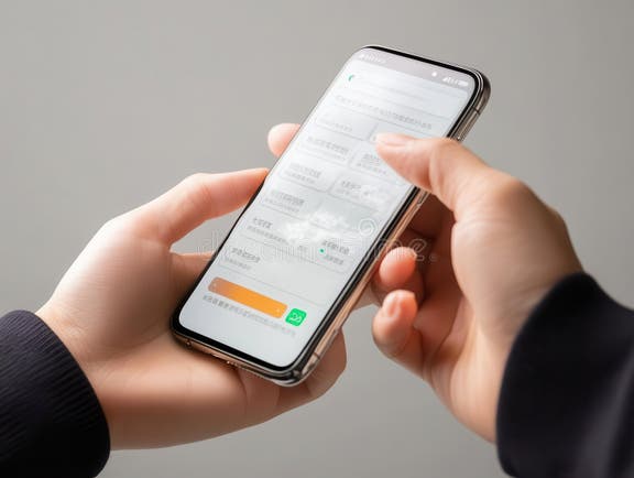 Person Using Cellphone for Touch Interface with New Generation Mobile ...