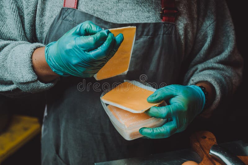 Person Using Cheese for Making Burgers Stock Photo - Image of fast ...