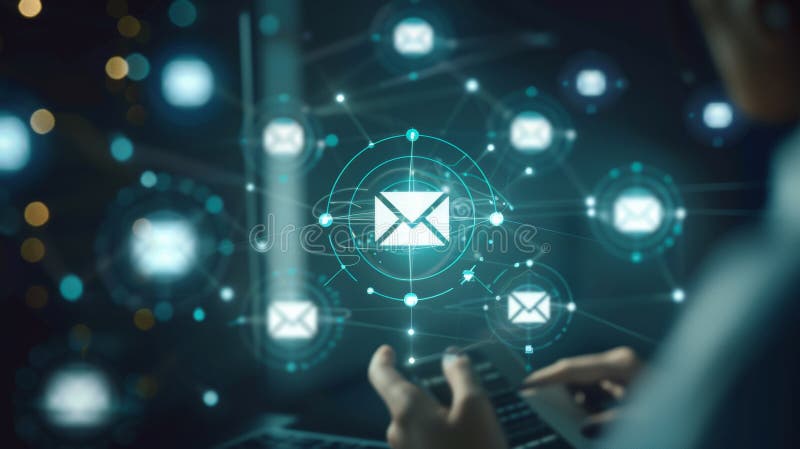 A Person is Using a Computer with an Email Icon on it, AI Stock ...