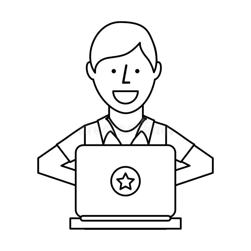 Person using computer icon stock illustration. Illustration of user ... Person using computer icon stock illustration. Illustration of user ...