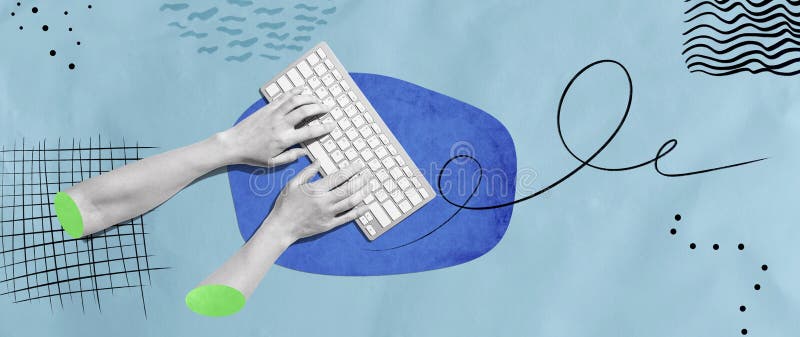 Person Using a Computer Keyboard Stock Photo - Image of drawing ...