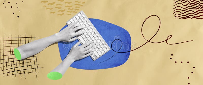 Person Using a Computer Keyboard Stock Image - Image of drawing ...