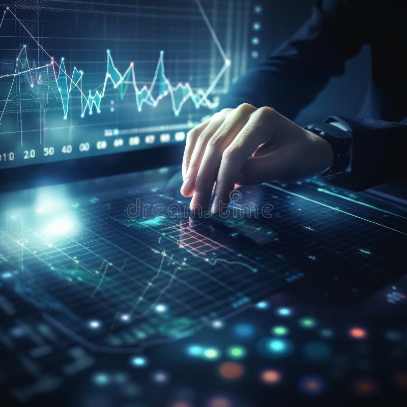 A Person is Using a Computer To Manipulate a Graph Stock Photo - Image ...