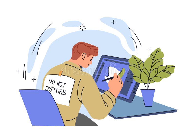 Person Using a Digital Tablet for Graphic Design, Vector Illustration ...