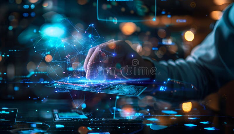 Person Using Digital Wallet Virtual Reality Environment Representing ...