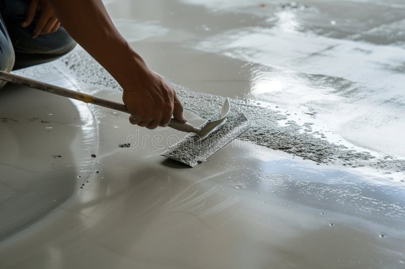Person Using a Float To Finish Concrete Surface Stock Illustration ...