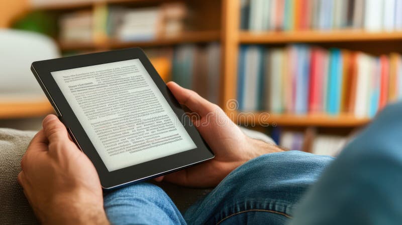 Person Using a High-tech E-reader with an E-ink Display for Reading ...