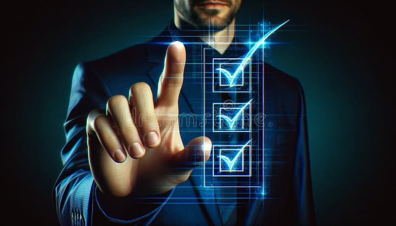 Person Using His Fingers Spreading a Screen with Check Boxes. Concept ...