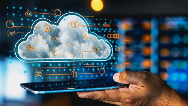 Person Using Holographic Cloud Interface in High-tech Data Center Stock ... Person Using Holographic Cloud Interface in High-tech Data Center Stock ...