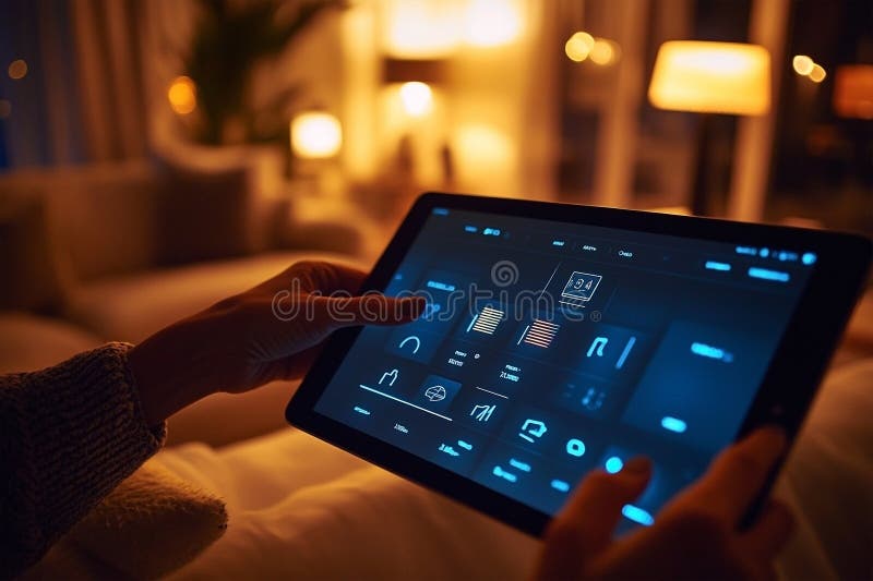 IPad Smart Home Control Managing Lighting and Temperature in a Modern ...