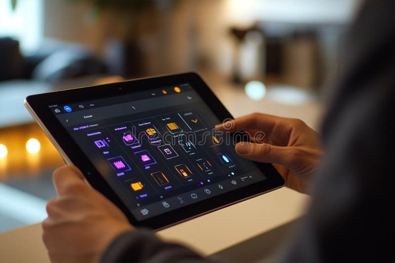 IPad Smart Home Control Managing Lighting and Temperature in a Modern ...
