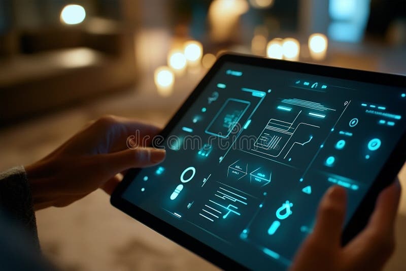 IPad Smart Home Control Managing Lighting and Temperature in a Modern ...