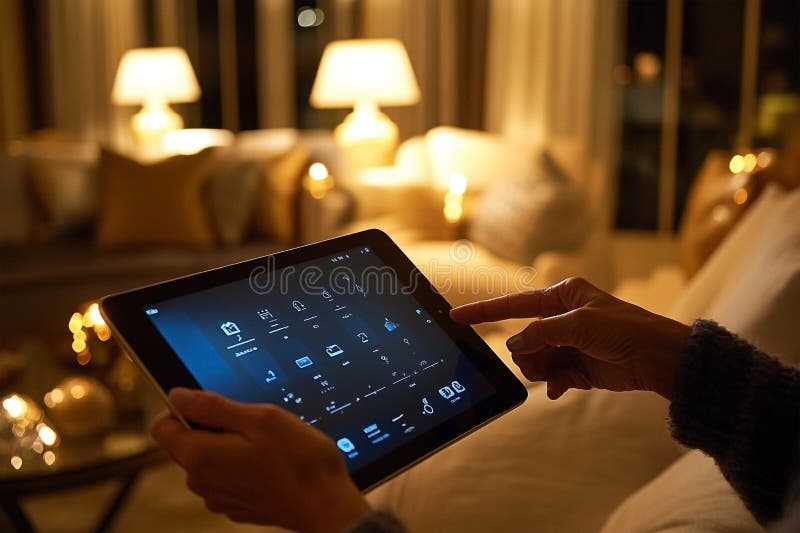 IPad Smart Home Control Managing Lighting and Temperature in a Modern ...