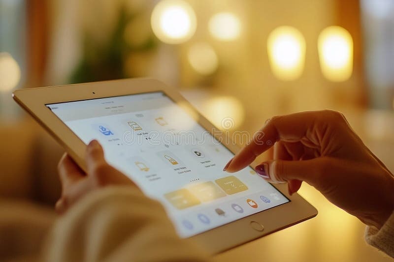 IPad Smart Home Control Managing Lighting and Temperature in a Modern ...