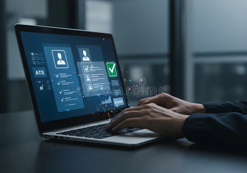 Person Using Laptop Application Tracking System Stock Photos - Free ...