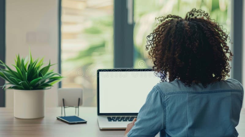 Person Using a Laptop with a Blank Screen, Sitting in a Balcony ...