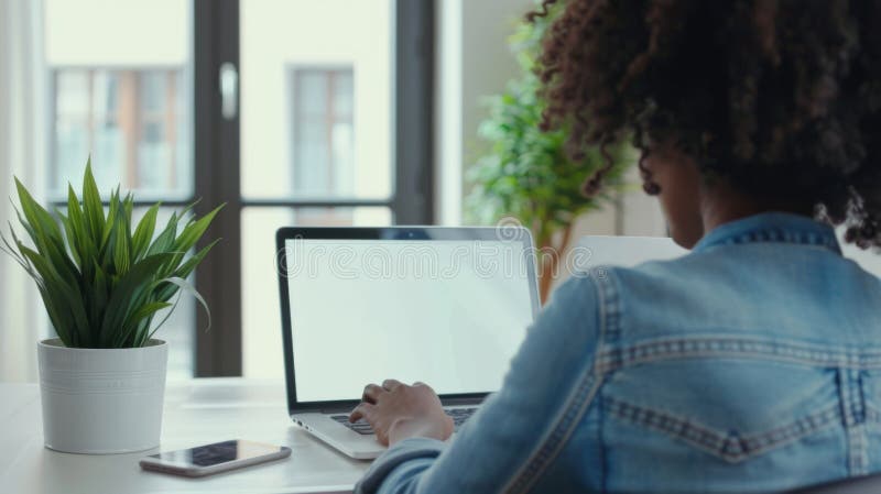 Person Using a Laptop with a Blank Screen, Sitting in a Balcony ...