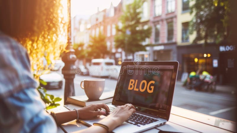 A Person is Using a Laptop with a BLOG Screen Visible, Accompanied by a ...