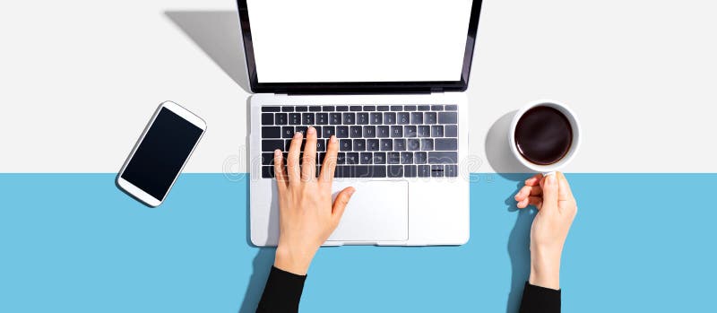 Person Using a Laptop Computer Stock Photo - Image of blue, digital ...