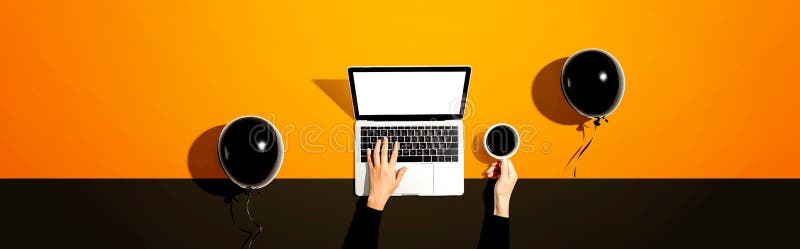 Black Balloons with Halloween Decorations Stock Photo - Image of ...