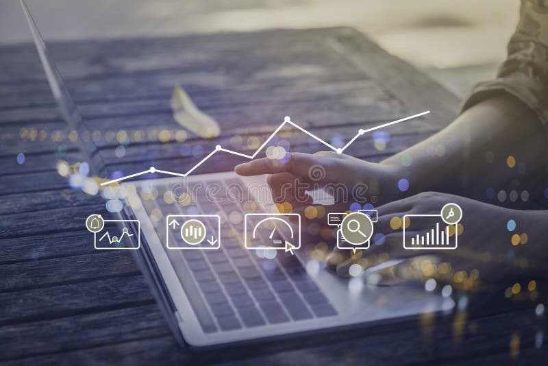 Person Using a Laptop Computer with Data Protection, Cyber Security ...