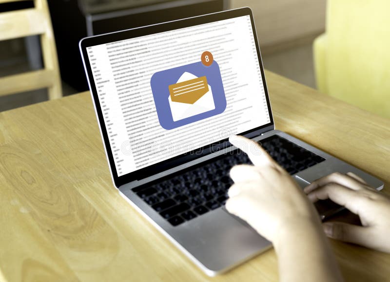 Person Using a Laptop Computer with Email Communication Connection ...